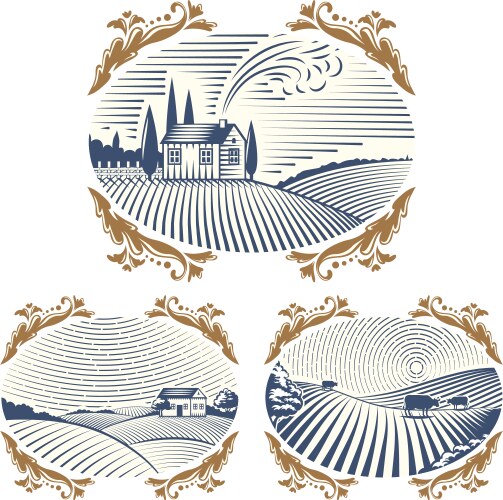 Retro landscapes Royalty Free Vector Image - VectorStock