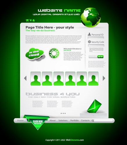 Website design template with green tree Royalty Free Vector