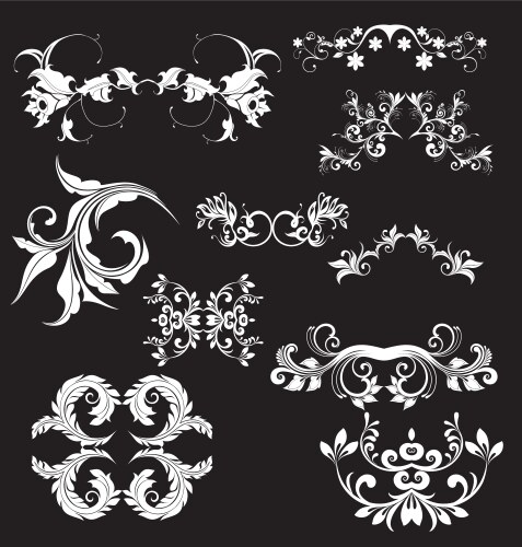 Floral lines filigree design elements Royalty Free Vector