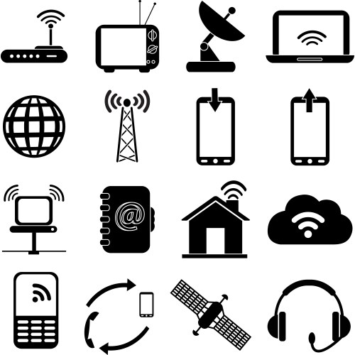 Wireless charging icons set outline style Vector Image