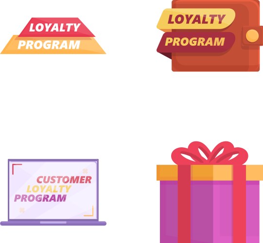 Loyalty program icons set cartoon Royalty Free Vector Image