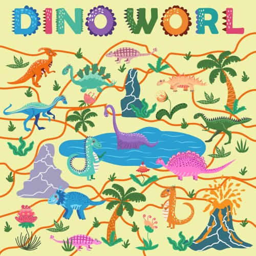 Cartoon banners with dinosaurs invitation flyers Vector Image