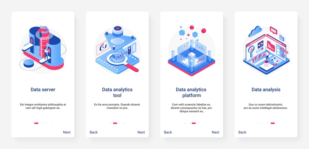 Big data analysis isometric web banner analytics Vector Image