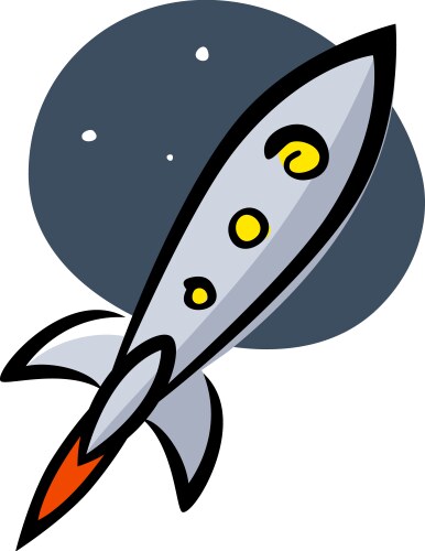 Cartoon rocket hand drawn outline cute space Vector Image