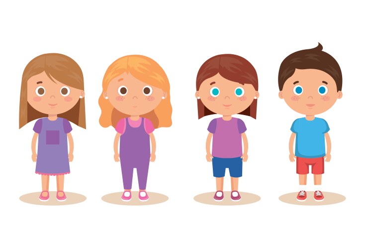 Group of little kids characters Royalty Free Vector Image