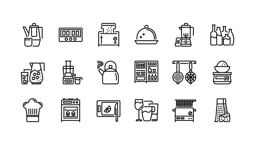 Kitchen tools silhouettes Royalty Free Vector Image