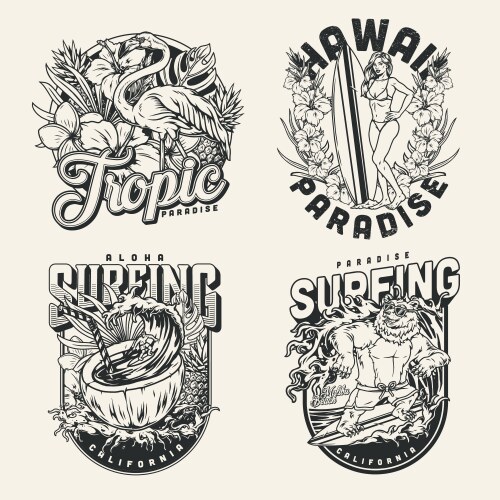 Tropical Surfing Paradise Royalty Free Vector Image