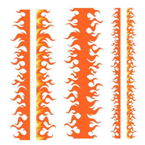 Simple fire border patterns and round frame flame Vector Image