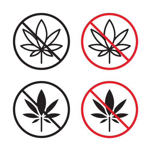 No marijuana sign icon set cannabis and herb Vector Image