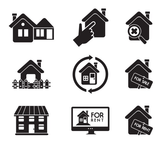 Residential icons of real estate house Royalty Free Vector