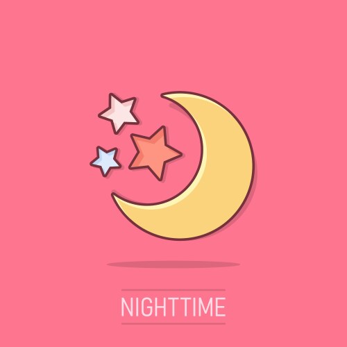 Cartoon nighttime moon and stars icon in comic Vector Image