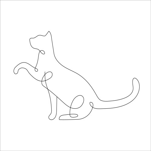 One continuous line drawing simple cute cat Vector Image