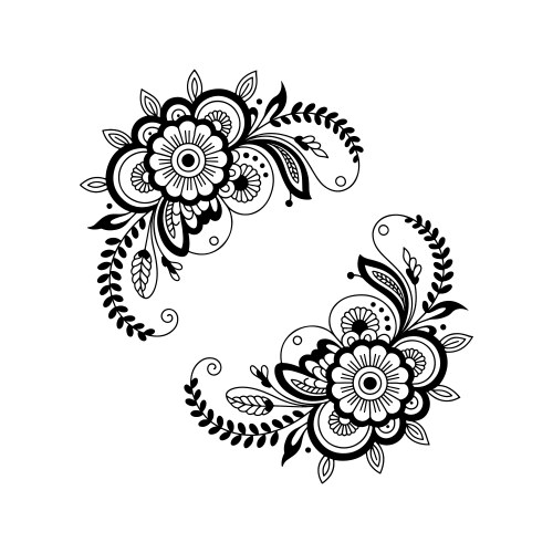 Henna mehndi design line art – Royalty-Free Vector | VectorStock