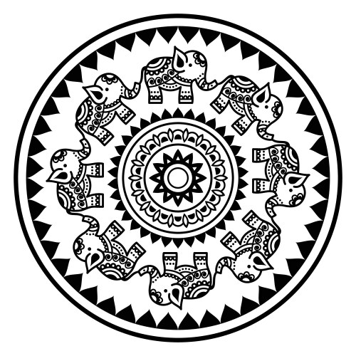 Indian simple mandala with floral motif Royalty Free Vector