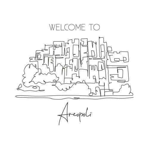 Single one line drawing santorini city skyline Vector Image