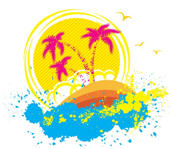 Vintage exotic tropical island Royalty Free Vector Image