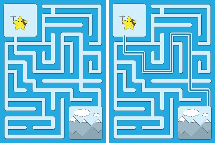 Easy little star maze Royalty Free Vector Image