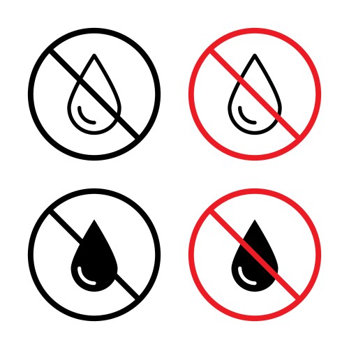 No water drop sign waterproof no drop symbol wet Vector Image