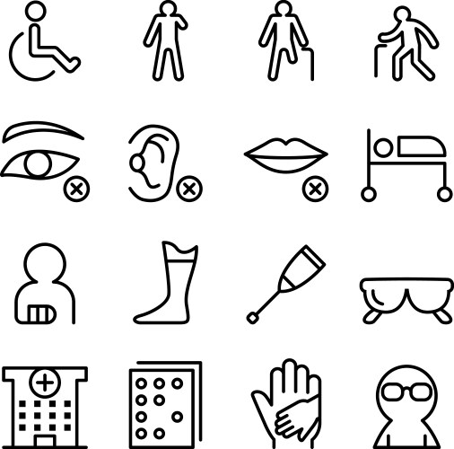Handicap labels and signs disabled people icons Vector Image