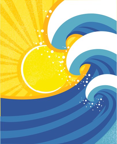 Sea waves poster Royalty Free Vector Image - VectorStock