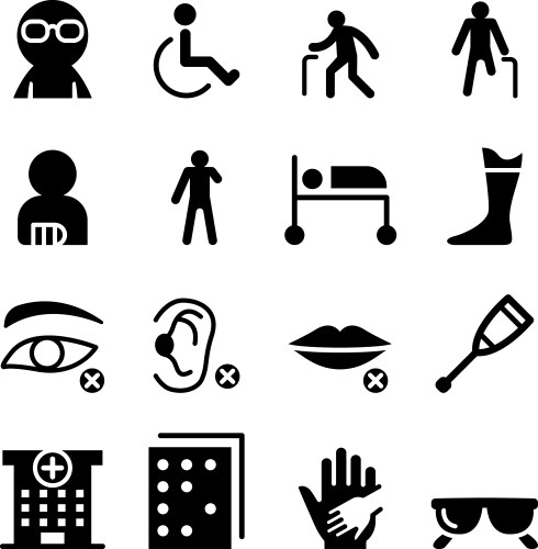 Handicap labels and signs disabled people icons Vector Image