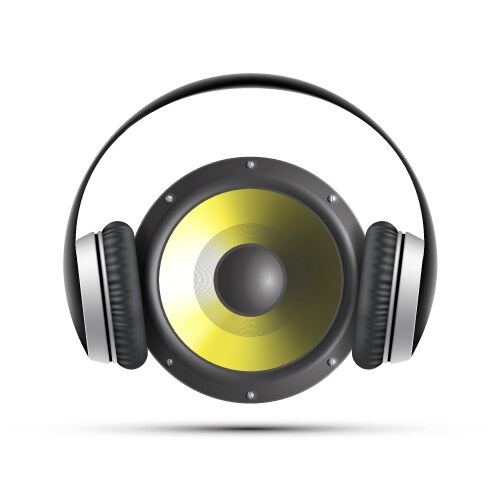 Cheerful musical emoticon with headphones Vector Image
