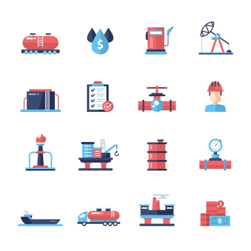 Oil extraction and production icons fuel gas Vector Image