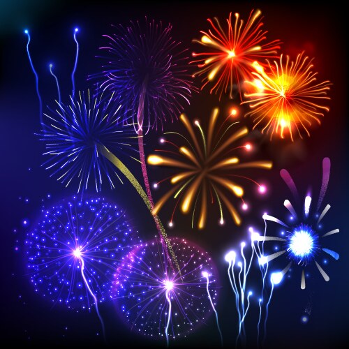 Fireworks sparkling background Royalty Free Vector Image