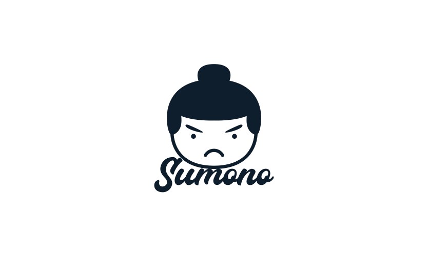 Fat head sumo logo design Royalty Free Vector Image