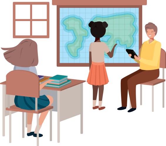 Teacher in classroom with students avatar Vector Image