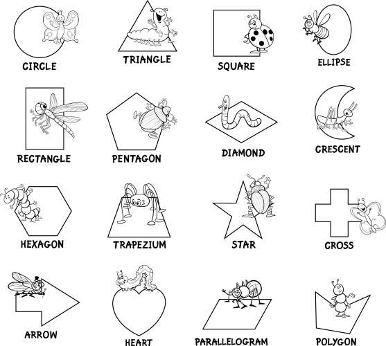 Basic geometric shapes drawing workbook Royalty Free Vector