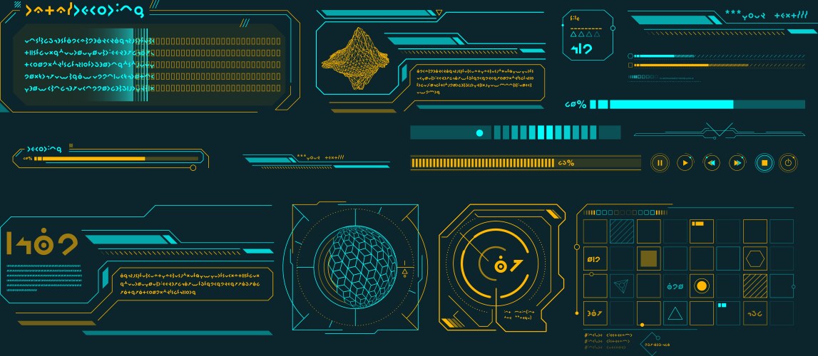 Hud sci fi user interface elements futuristic Vector Image