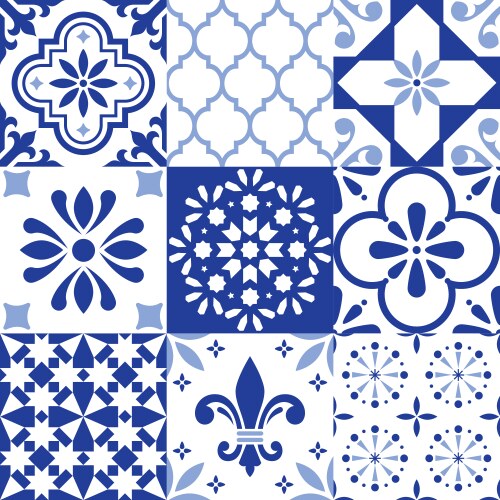 Blue tiles bundle Royalty Free Vector Image - VectorStock