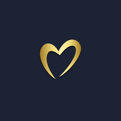 Gold heart logo Royalty Free Vector Image - VectorStock
