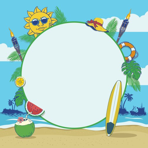 Summer background frame design template Royalty Free Vector