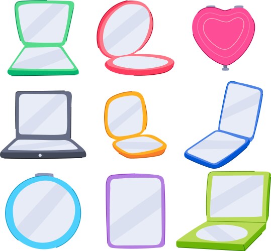 Reflection compact mirror cartoon Royalty Free Vector Image
