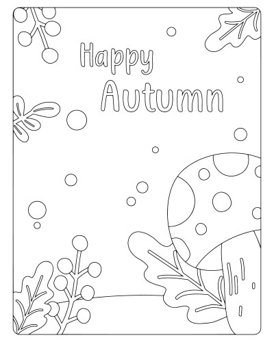 Printable autumn mushroom coloring page for kids Vector Image