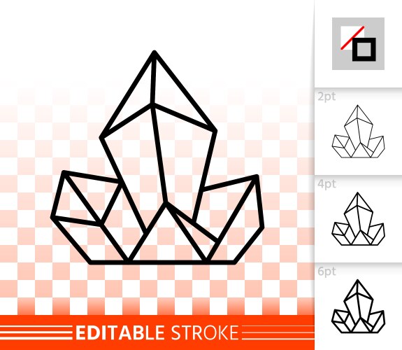 Crystal simple black line icons set Royalty Free Vector