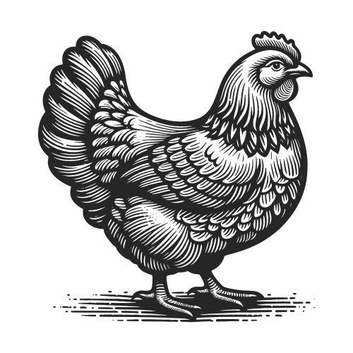 Hen chicken engraving sketch Royalty Free Vector Image