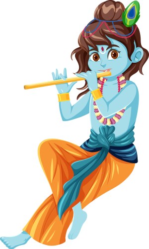 Boy playing flutes on white background Royalty Free Vector