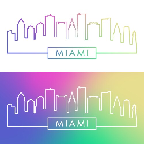 Miami dark line simple minimalist skyline Vector Image