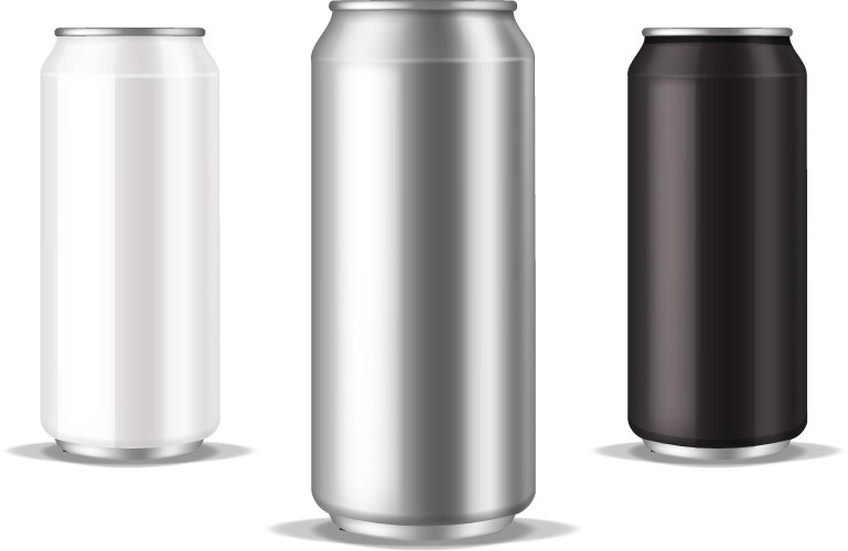 Set of aluminum can in color isolated on white Vector Image