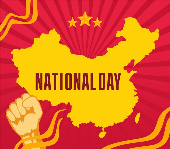 China national day with chinese flag Royalty Free Vector
