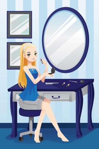 Cartoon Girls Applying Makeup Vector Images (over 940)