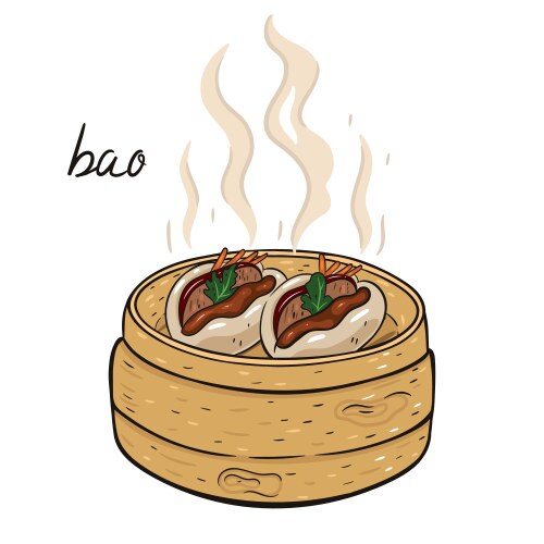 Baozi steamed chinese buns momo dumplings Vector Image