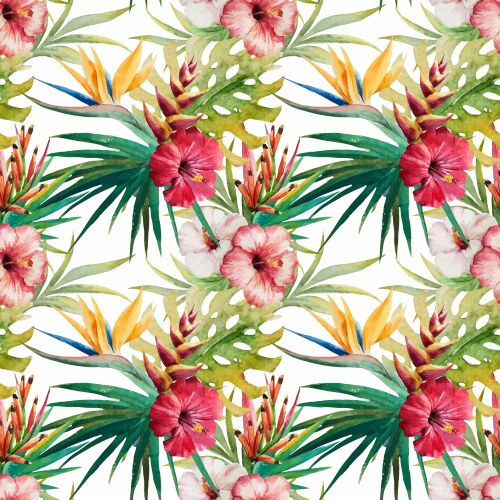 Pineapples and tropical flowers geometry pattern Vector Image