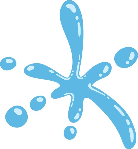 Cartoon blue dripping water drop splash spray Vector Image