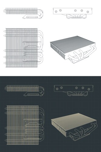 Server cpu cooler blueprints Royalty Free Vector Image