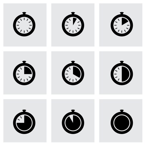 Stopwatch icon set watch clock timer chronometer Vector Image