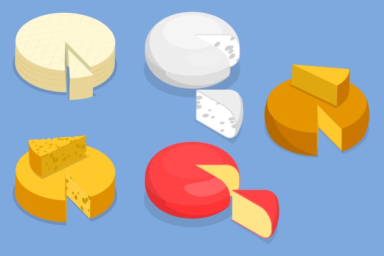 Cheese various types collection set Royalty Free Vector